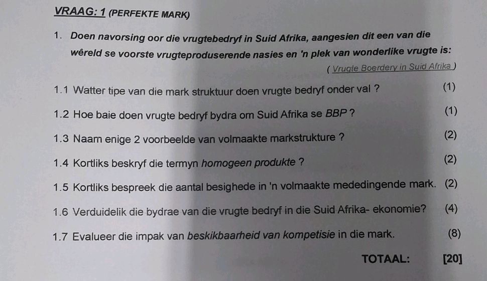 VRAAG: 1 (PERFEKTE MARK) 1. Doen navorsing | StudyX