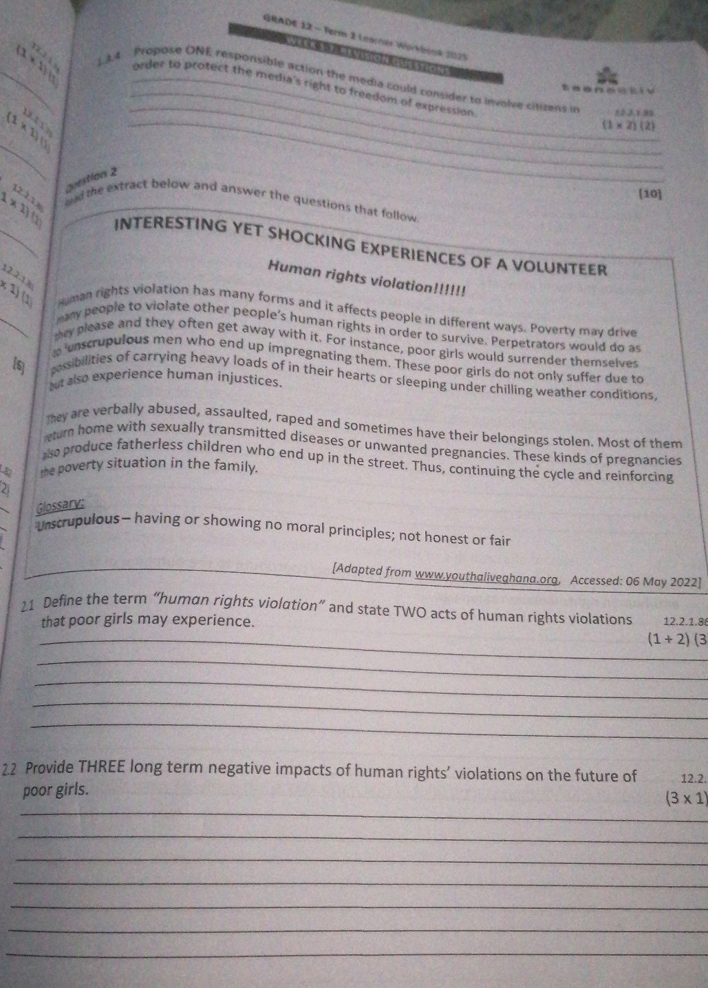 2.1 Define the term "human rights violation" | StudyX