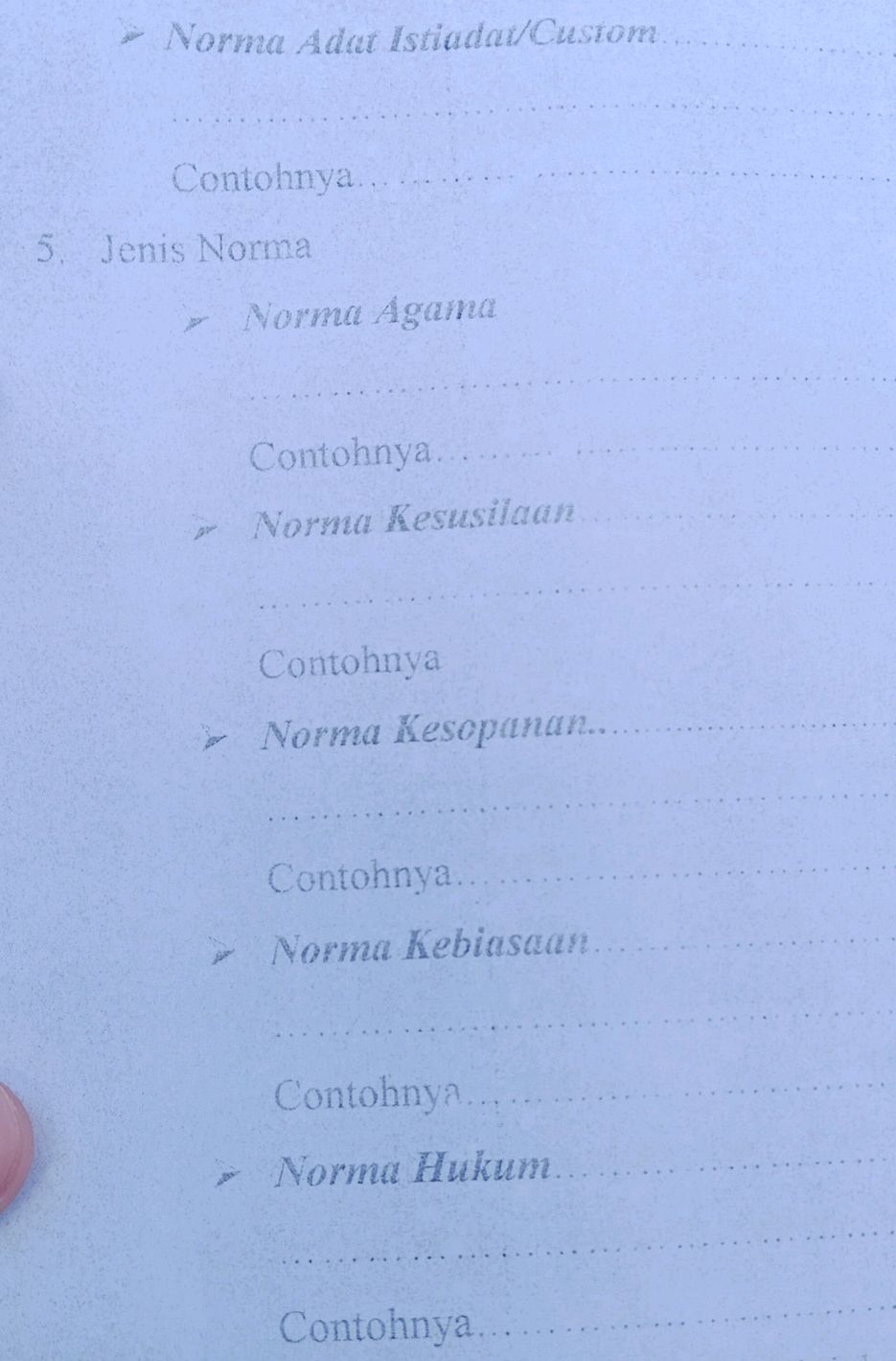 Norma Adat Istiadat/Custom. Contohnya... | StudyX