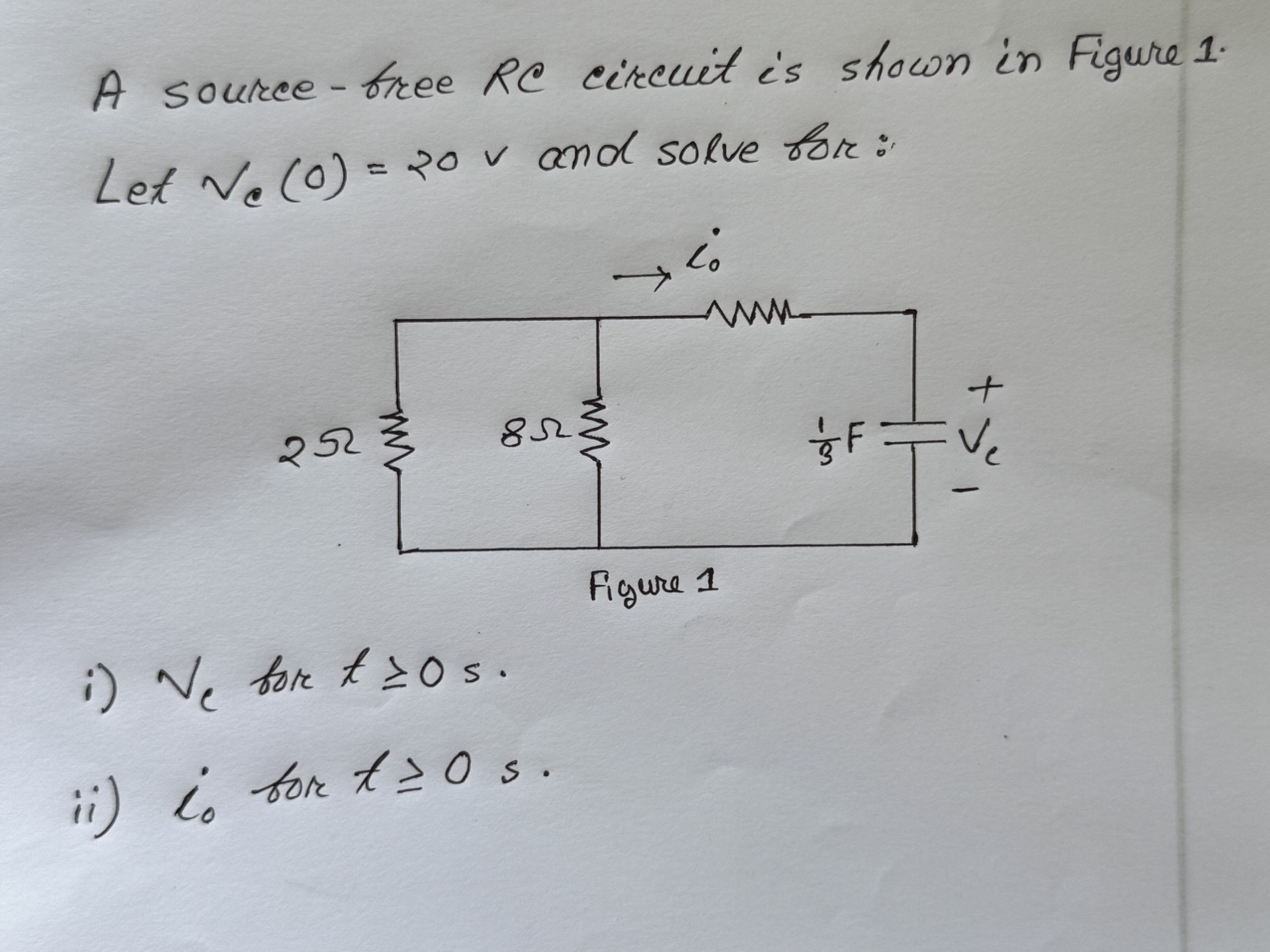 A source-free RC circuit is shown in Figure | StudyX