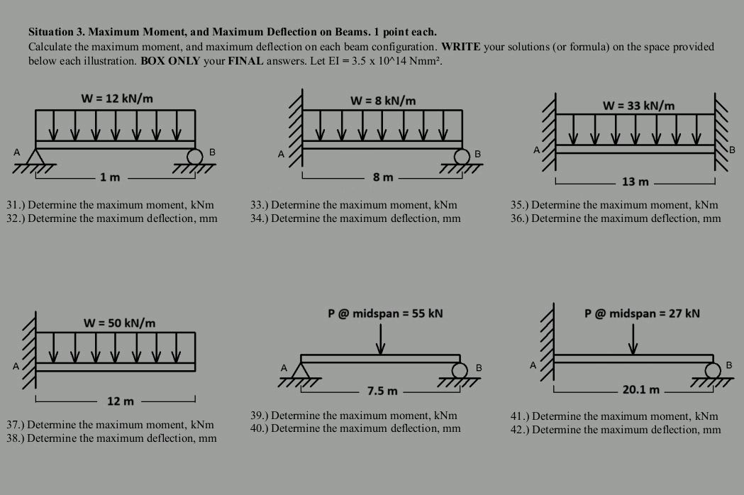 Situation 3. Maximum Moment, and Maximum | StudyX
