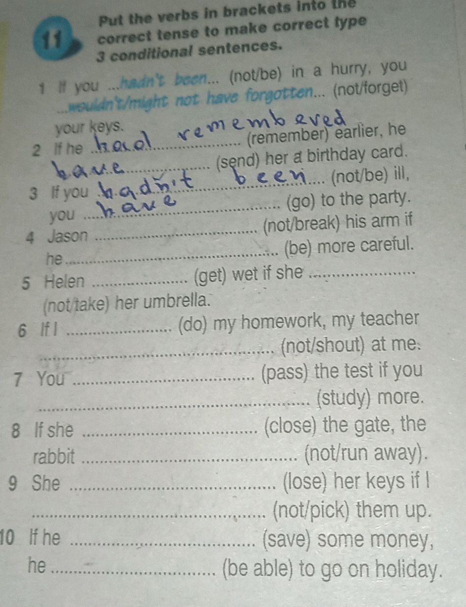 Put the verbs in brackets into the correct | StudyX