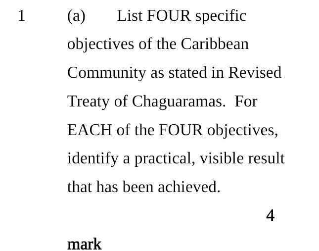 1 (a) List FOUR specific objectives of the | StudyX