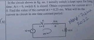 In the circuit shown in fig, no, I initially | StudyX
