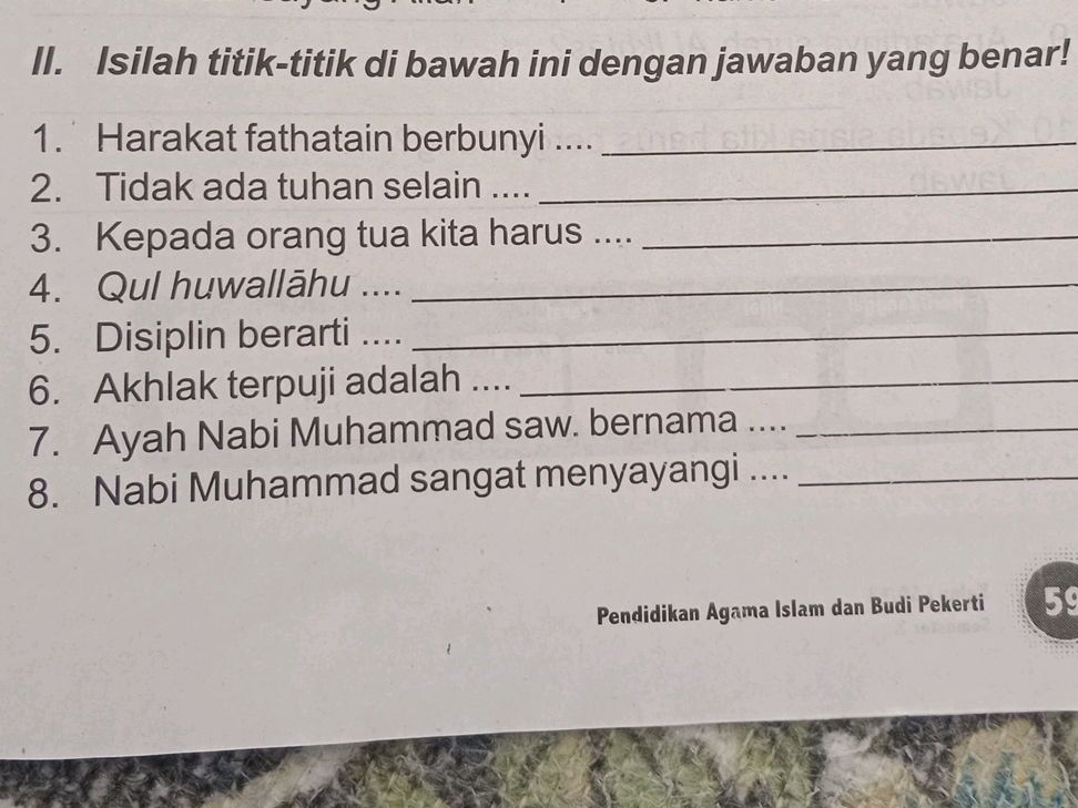 II. Isilah titik-titik di bawah ini dengan | StudyX