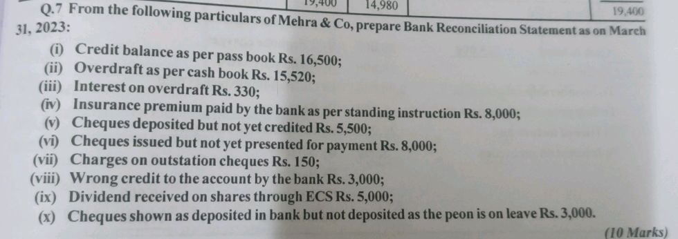 Q.7 From the following particulars of Mehra | StudyX