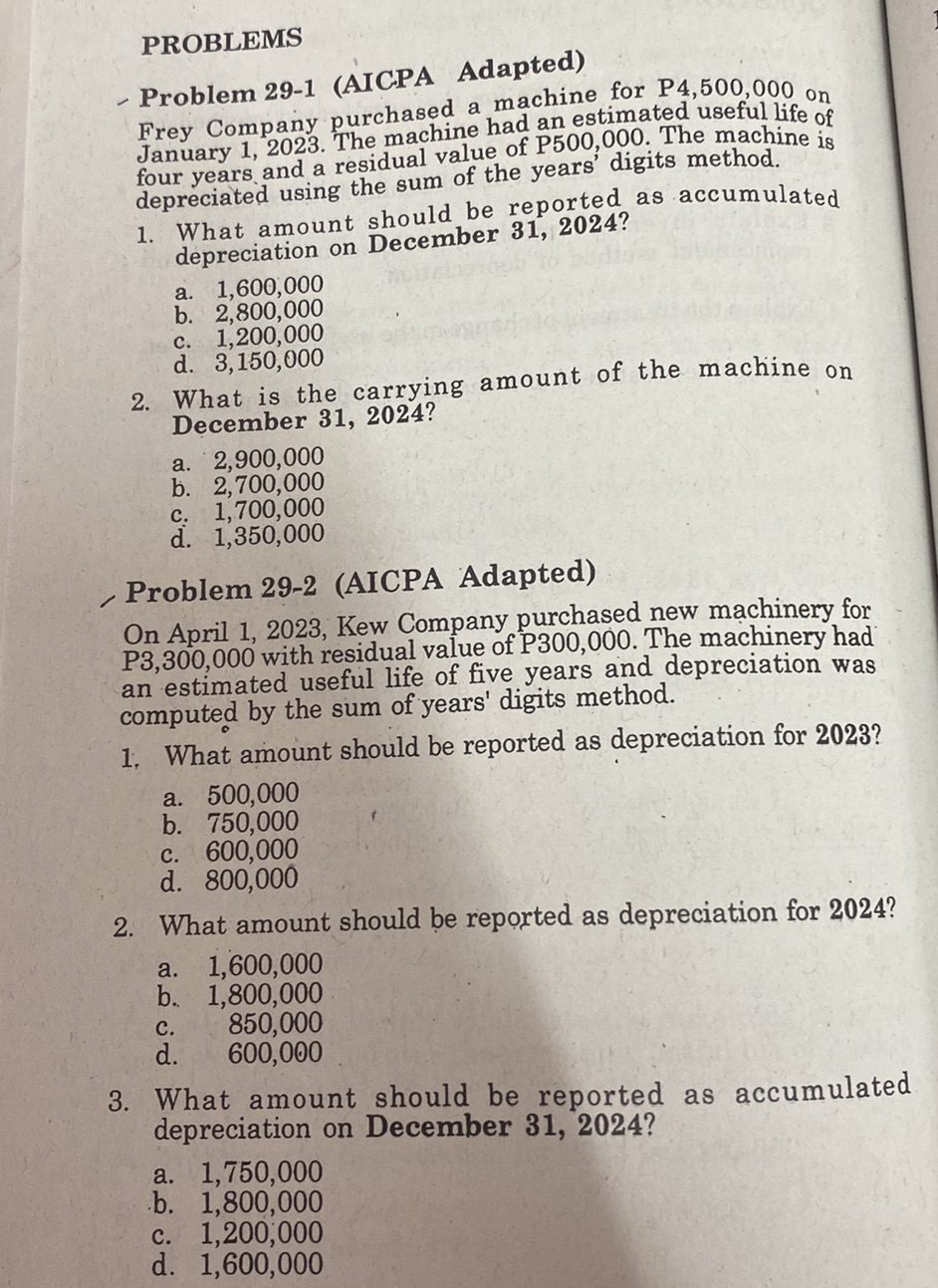 Problem 29-1 (AICPA Adapted) Frey Company | StudyX