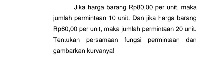Jika harga barang Rp80,00 per unit, maka | StudyX