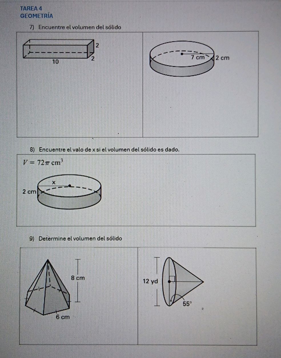 7) Encuentre el volumen del sólido * A | StudyX
