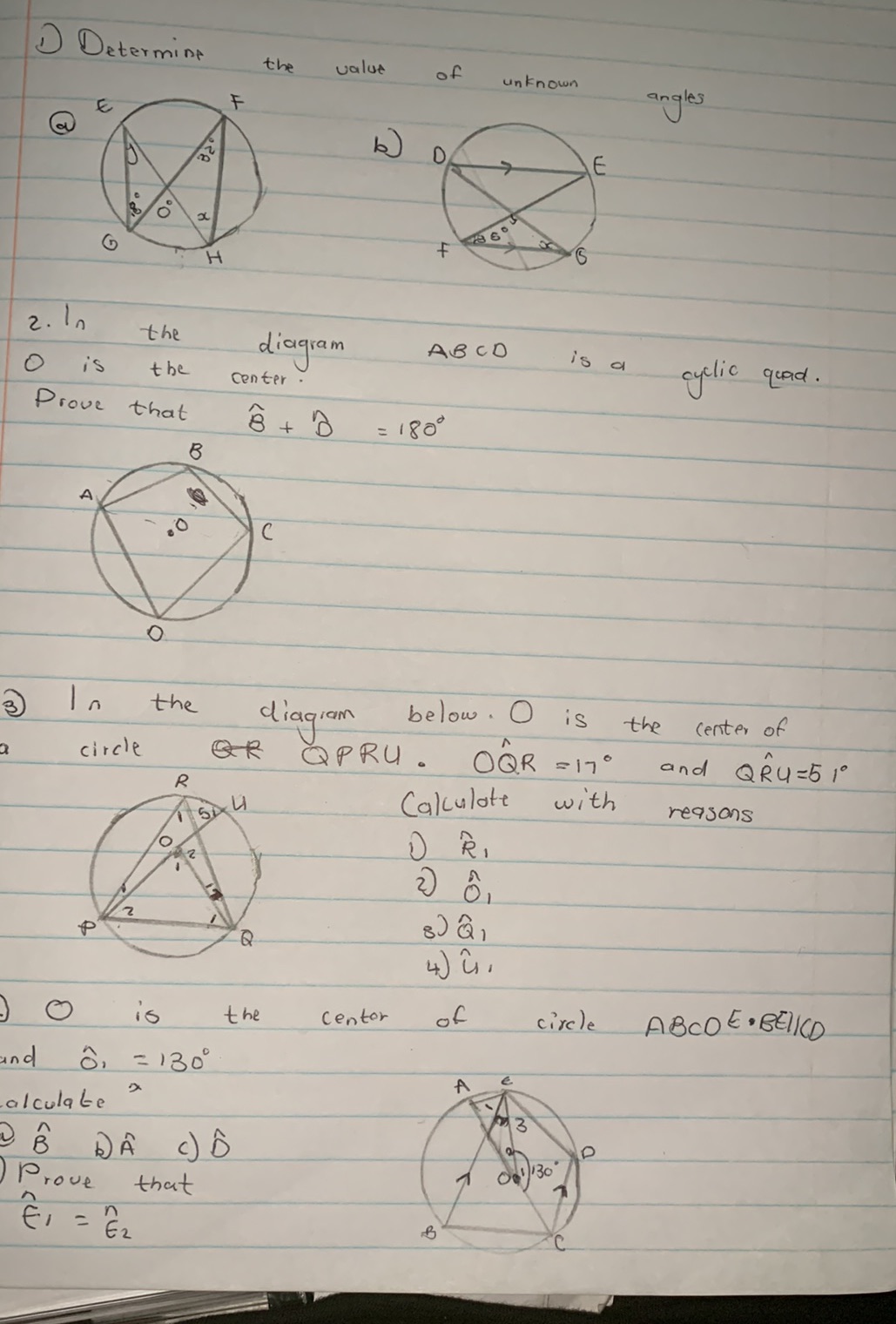 1) Determine the value of unknown angles a) | StudyX