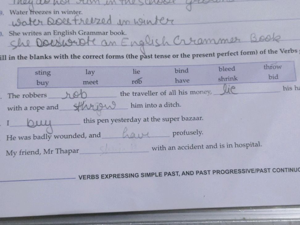 Fill in the blanks with the correct forms | StudyX
