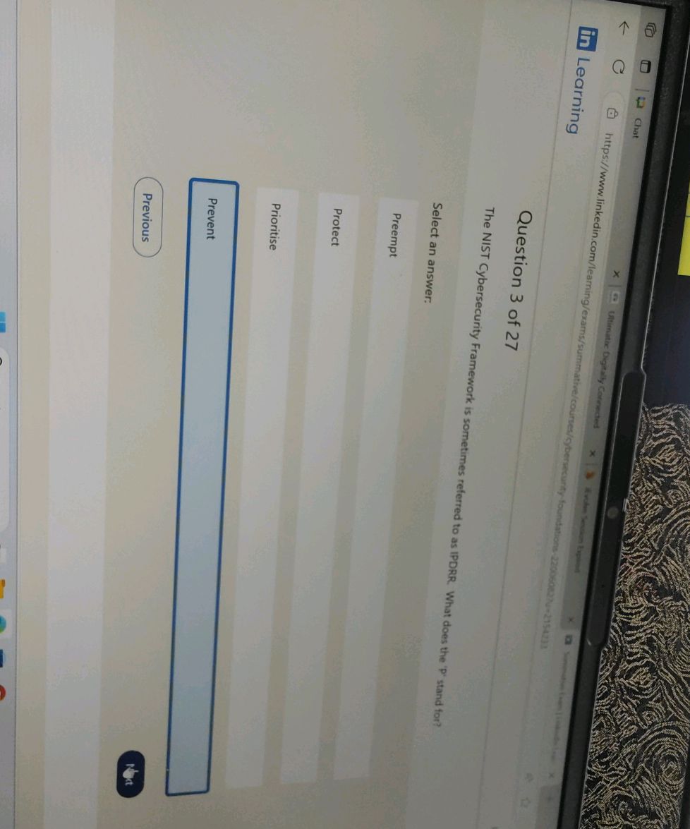 Question 3 of 27 The NIST Cybersecurity | StudyX