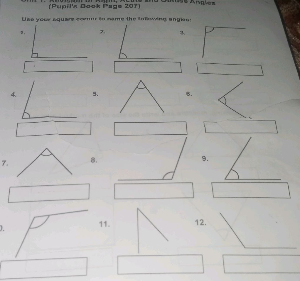 Use your square corner to name the following | StudyX