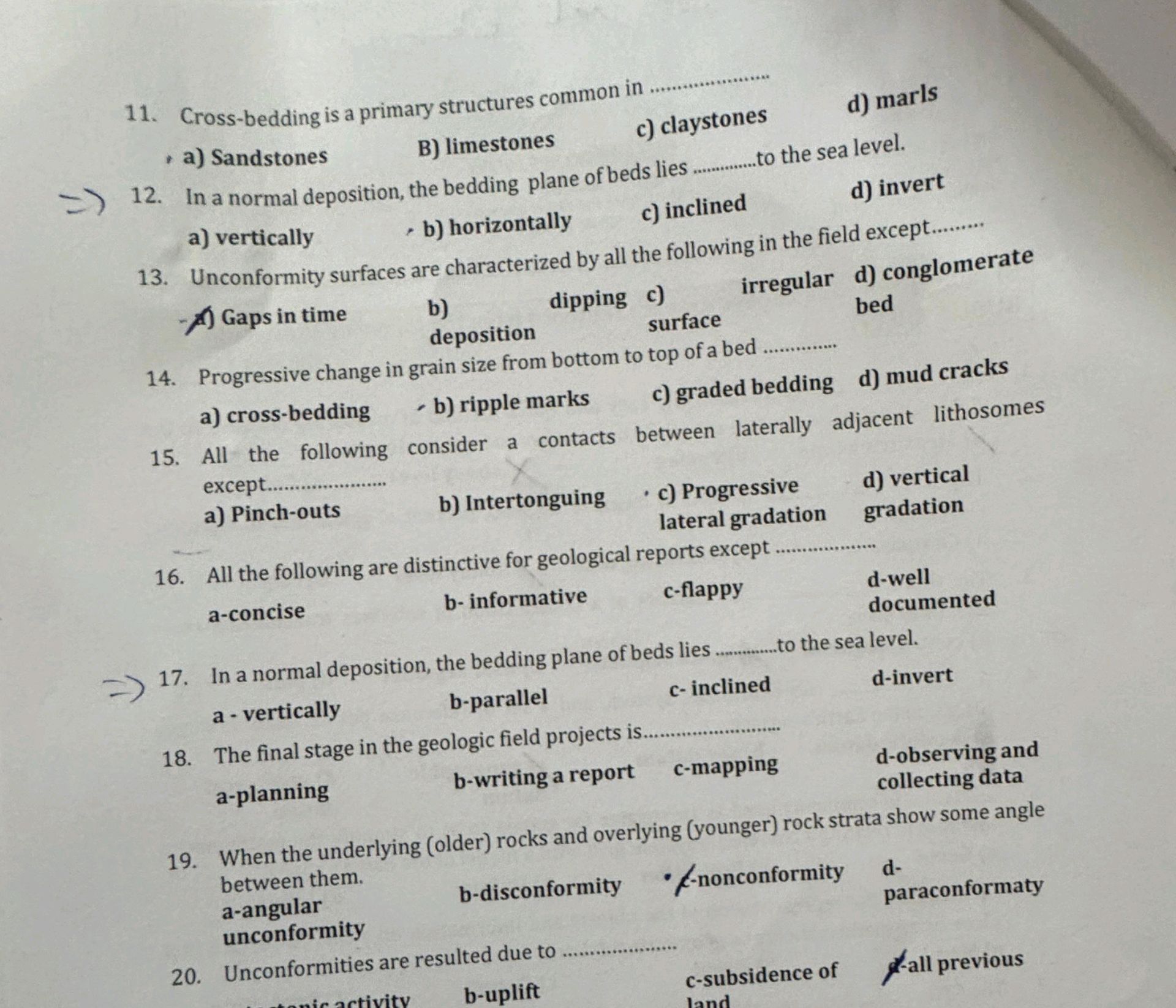 11. Cross-bedding is a primary structures | StudyX