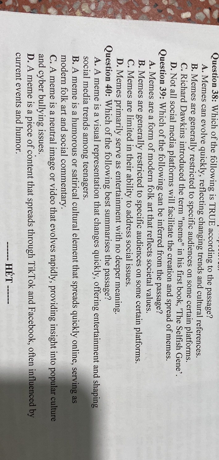 Question 38: Which of the following is TRUE | StudyX