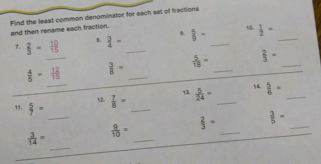 Find the least common denominator for each | StudyX