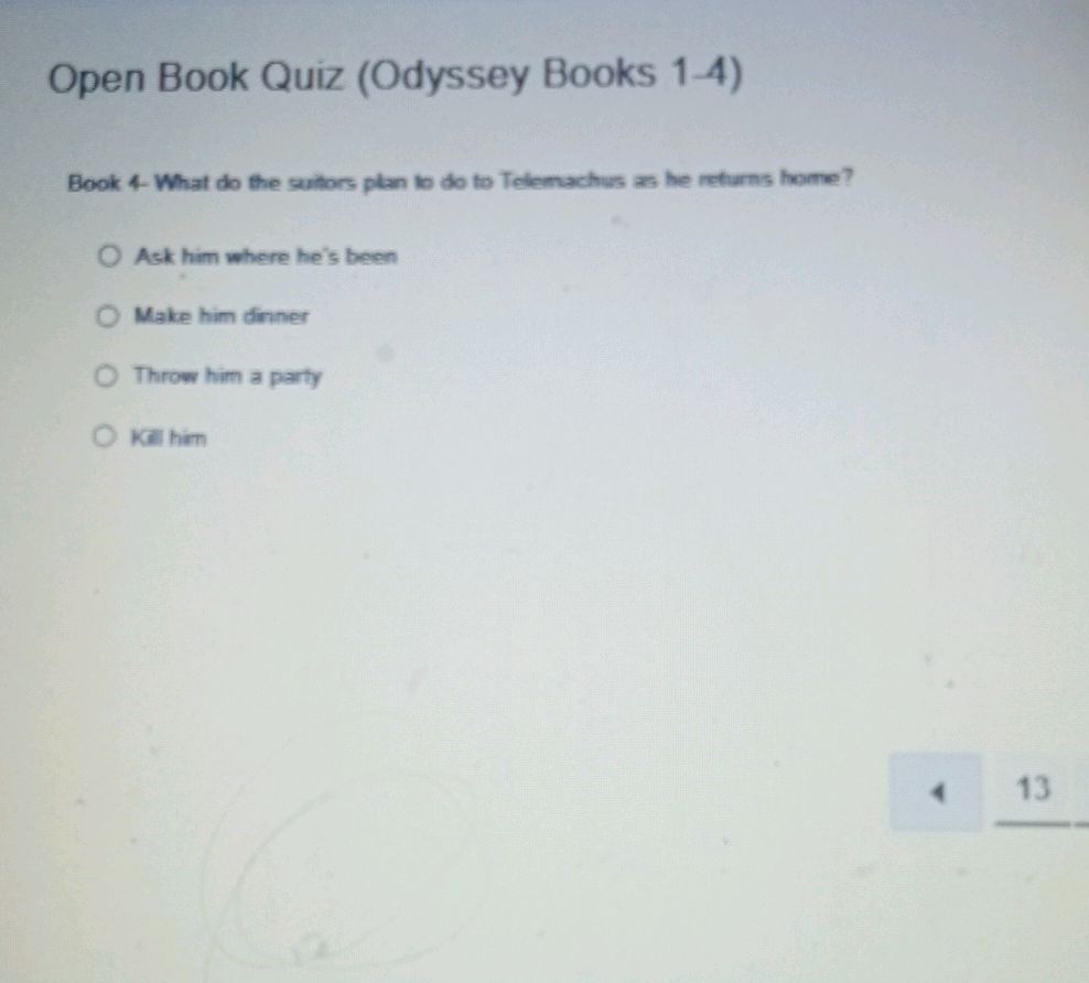Book 4- What do the suitors plan to do to | StudyX