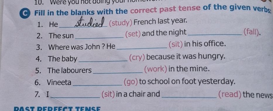 Fill in the blanks with the correct past | StudyX