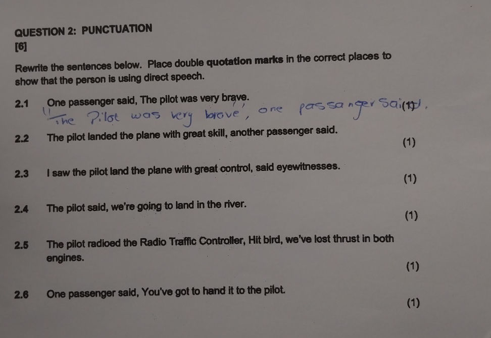 QUESTION 2: PUNCTUATION [6] Rewrite the | StudyX