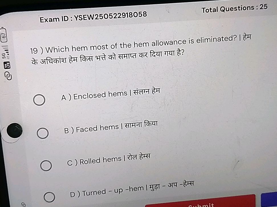 19) Which hem most of the hem allowance is | StudyX