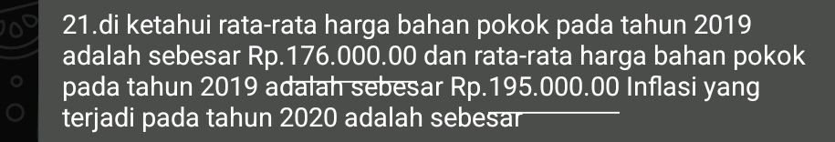 21. di ketahui rata-rata harga bahan pokok | StudyX