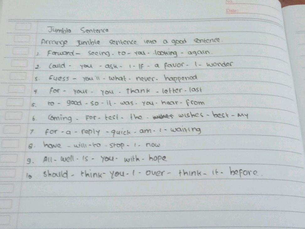 Arrange jumble sentence into a good | StudyX