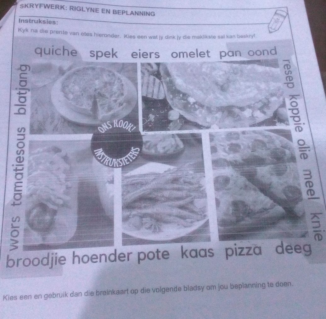 Instruksies: Kyk na die prente van etes | StudyX