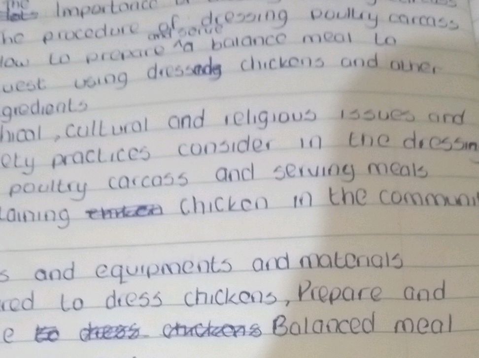 The Importance of dressing Poultry carcass | StudyX