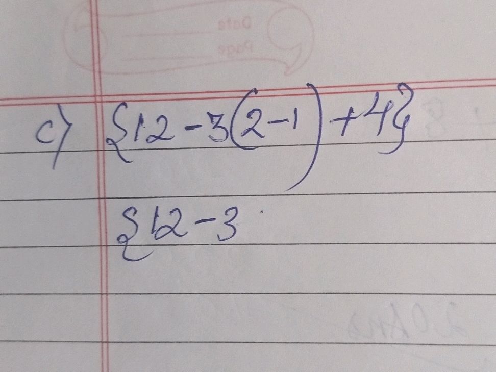 Order of operations: Solve ${12-3(2-1)+4}$ | StudyX
