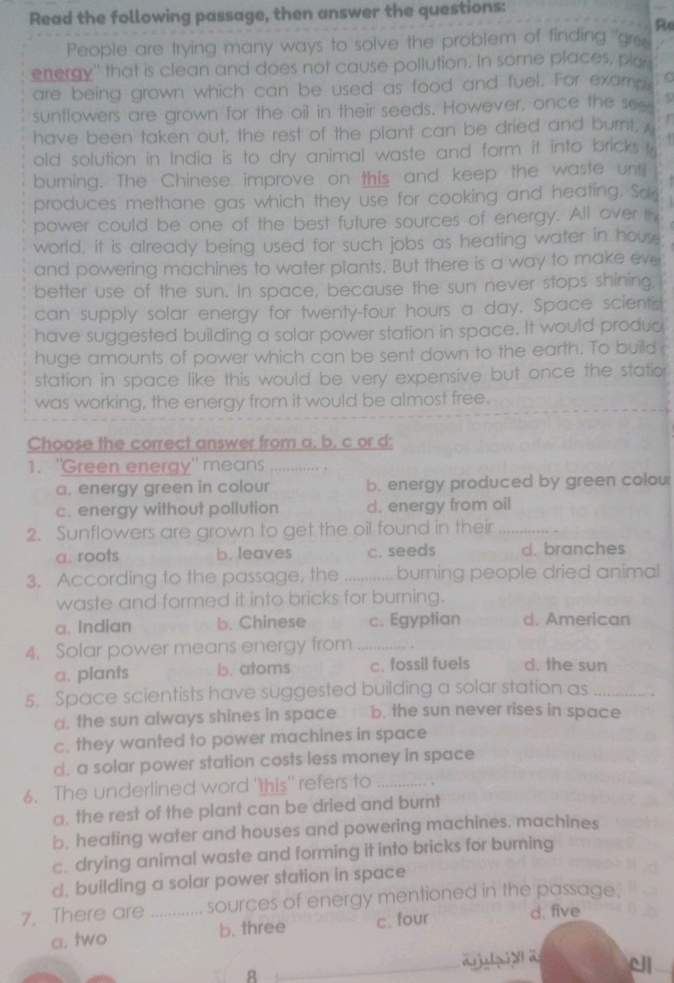 Read the following passage, then answer the | StudyX
