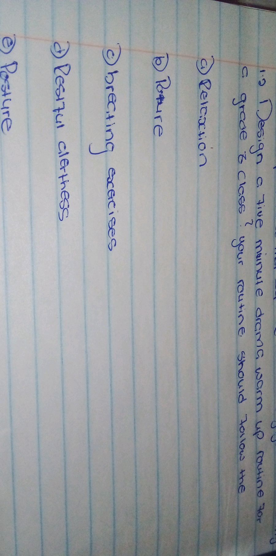 1. 2 Design a five minute drama warm up | StudyX