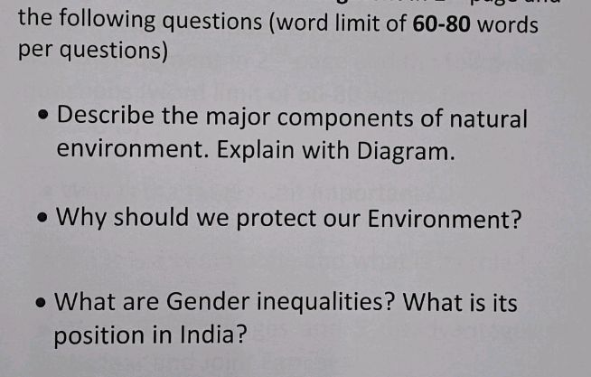 Describe the major components of natural | StudyX