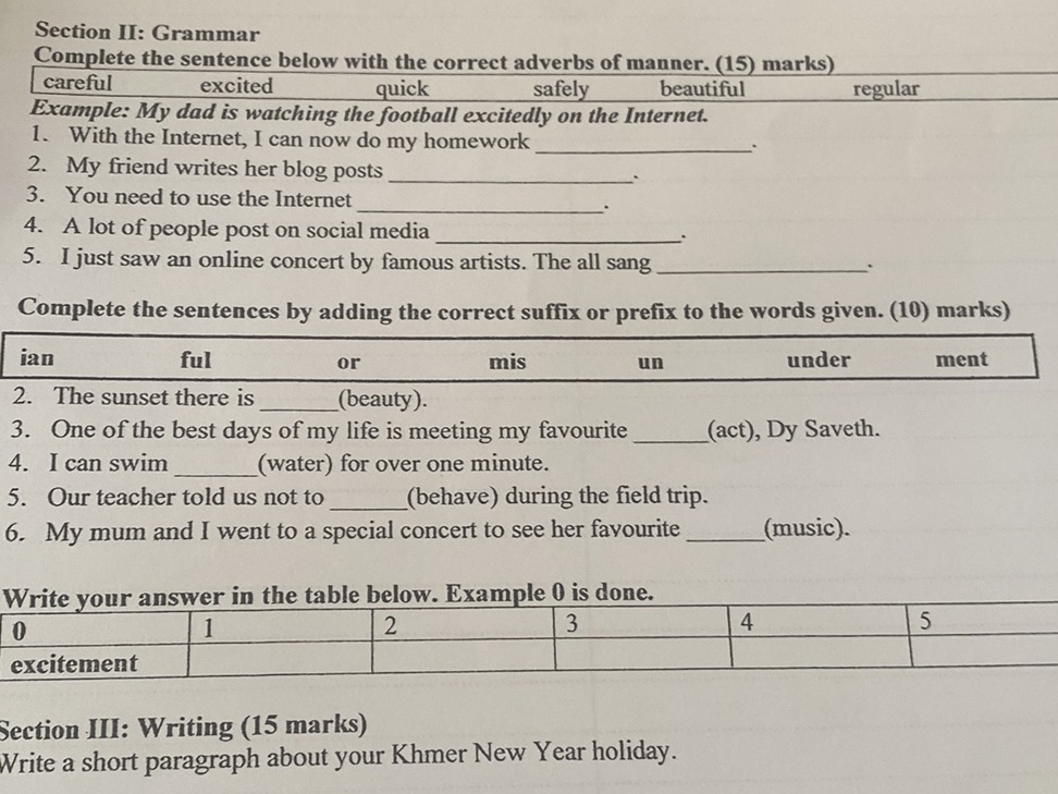 Section II: Grammar Complete the sentence | StudyX
