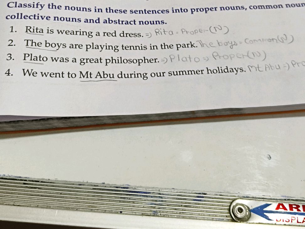 Classify the nouns in these sentences into | StudyX