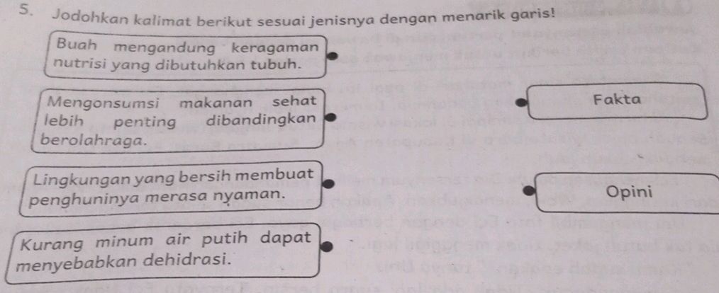 5. Jodohkan kalimat berikut sesuai jenisnya | StudyX