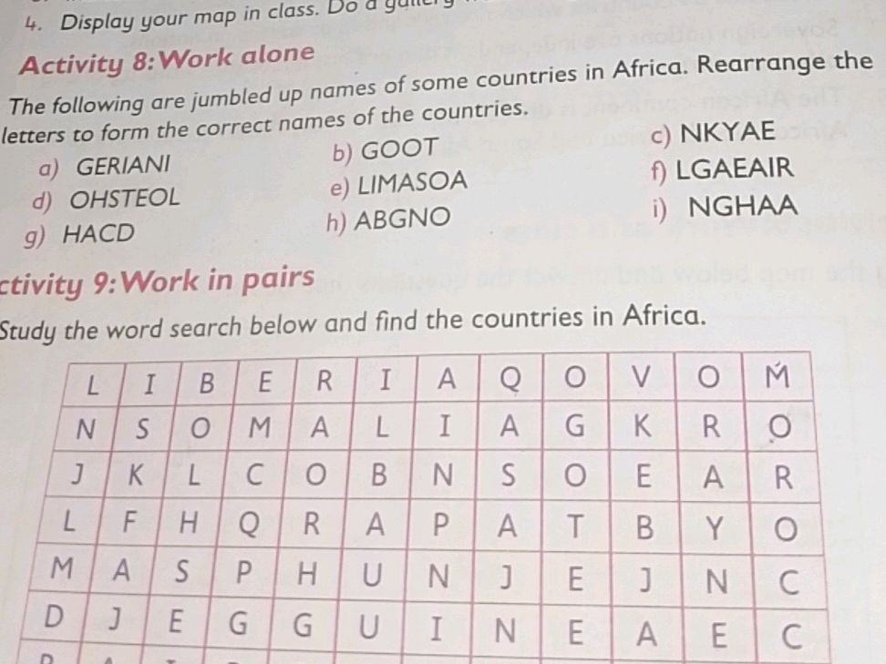 Activity 8: Work alone The following are | StudyX