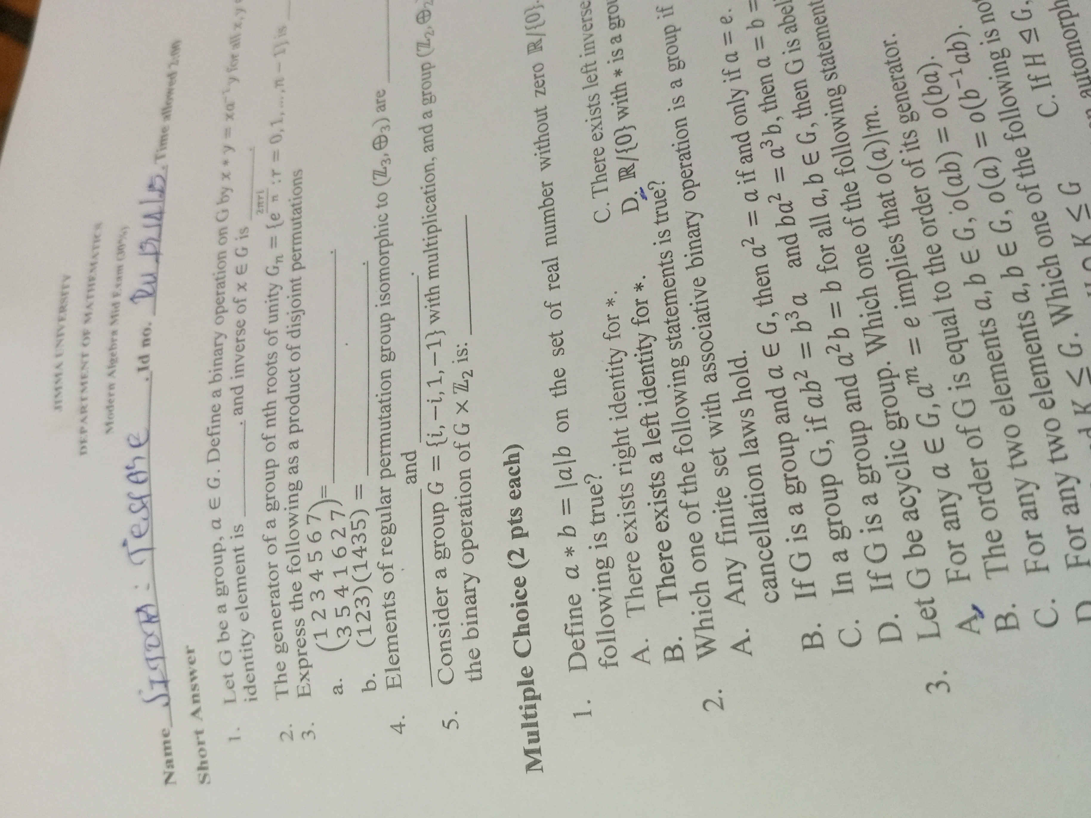 1. Let G be a group, a ∈ G. Define a binary | StudyX