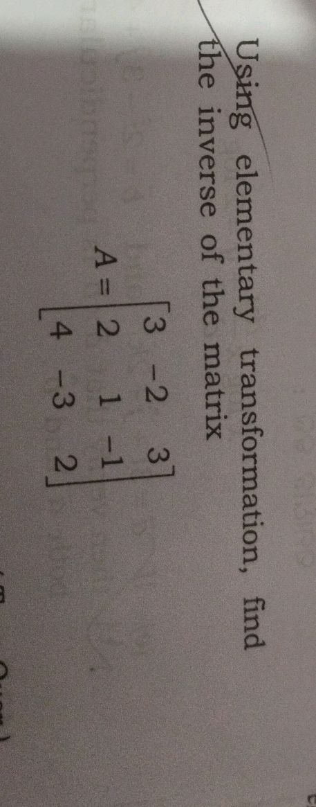 Using elementary transformation, find the | StudyX