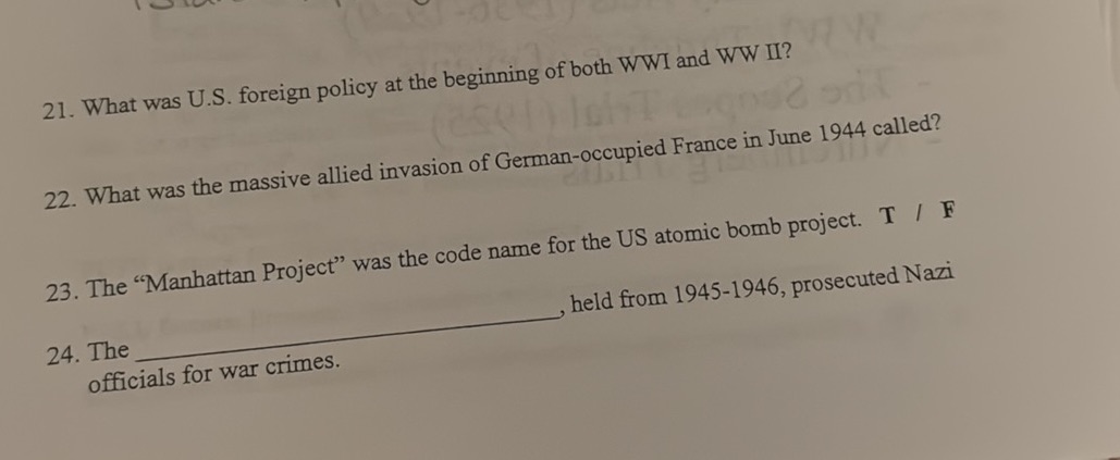 21. What was U.S. foreign policy at the | StudyX