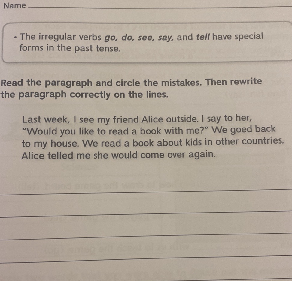 The irregular verbs *go, do, see, say, and | StudyX