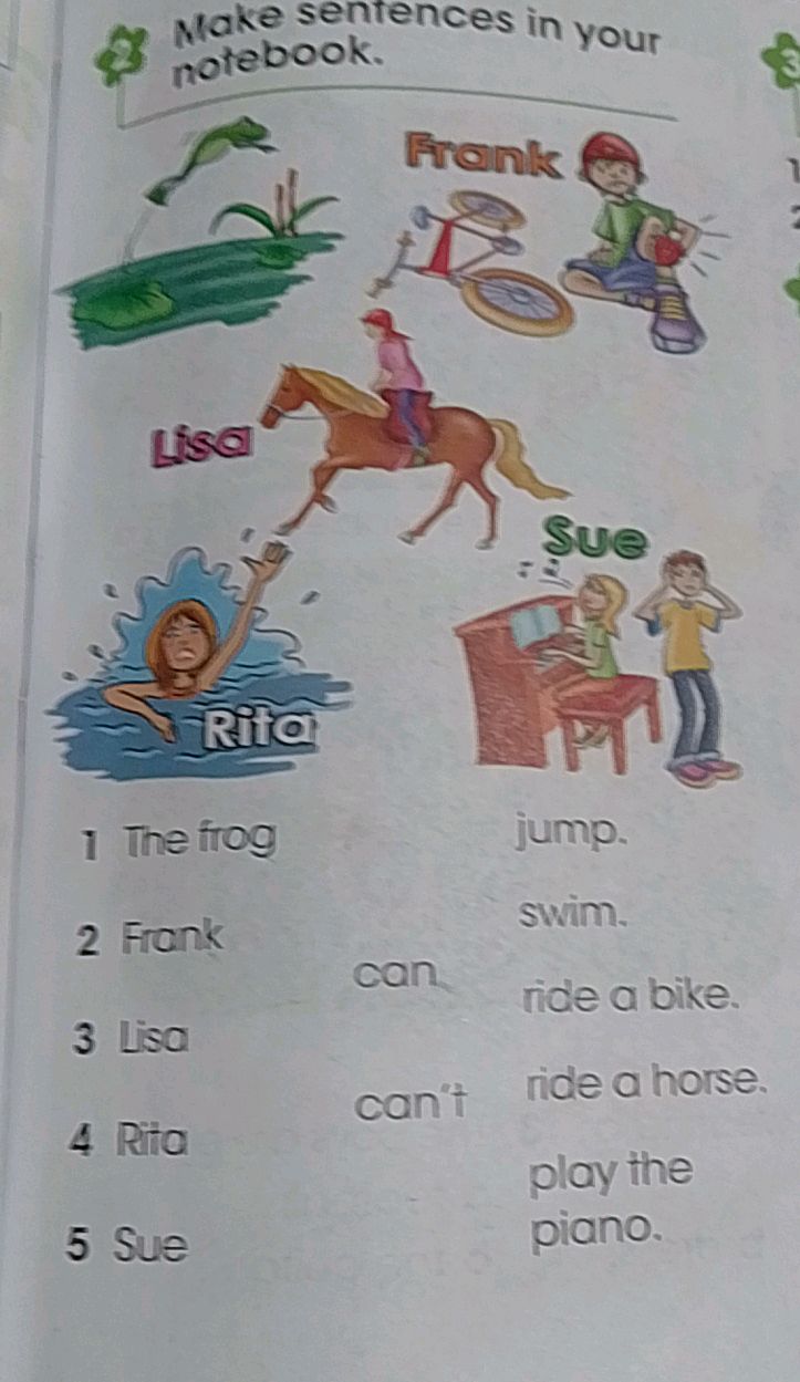 Make sentences in your notebook. 1 The frog | StudyX