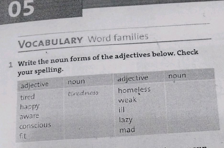 1 Write the noun forms of the adjectives | StudyX