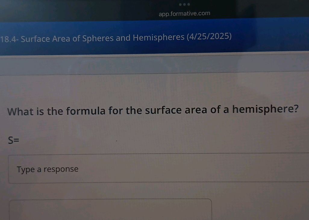 What is the formula for the surface area of | StudyX