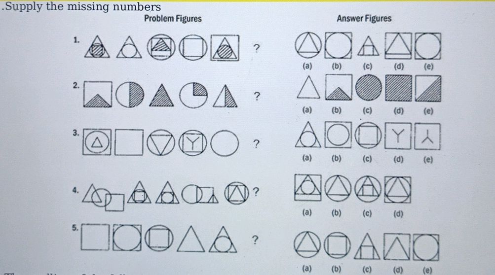 Supply the missing numbers 1. Problem | StudyX