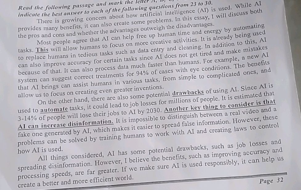 Read the following passage and mark the | StudyX