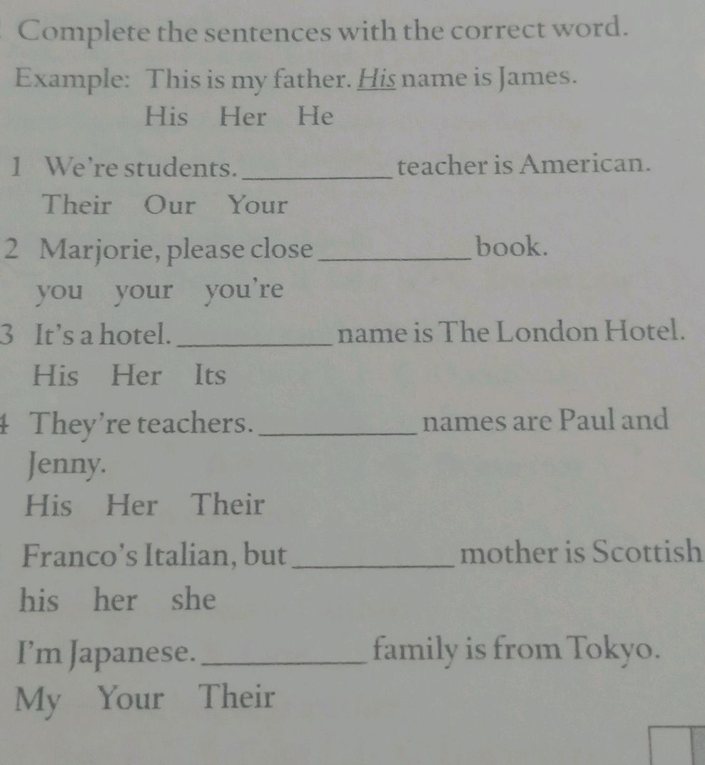 Complete the sentences with the correct | StudyX