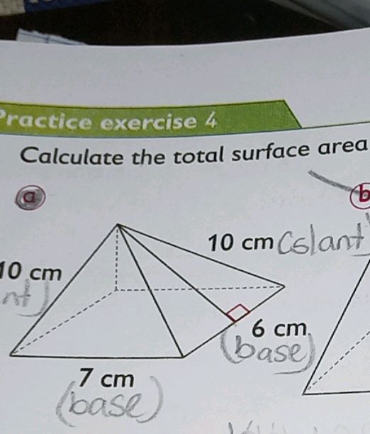 Calculate the total surface area The image | StudyX