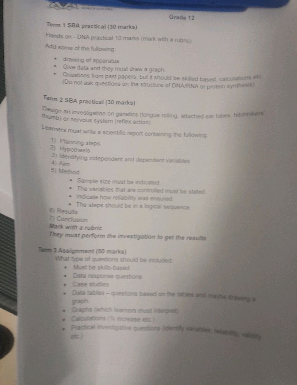 Term 1 SBA practical (30 marks) Hands on - | StudyX