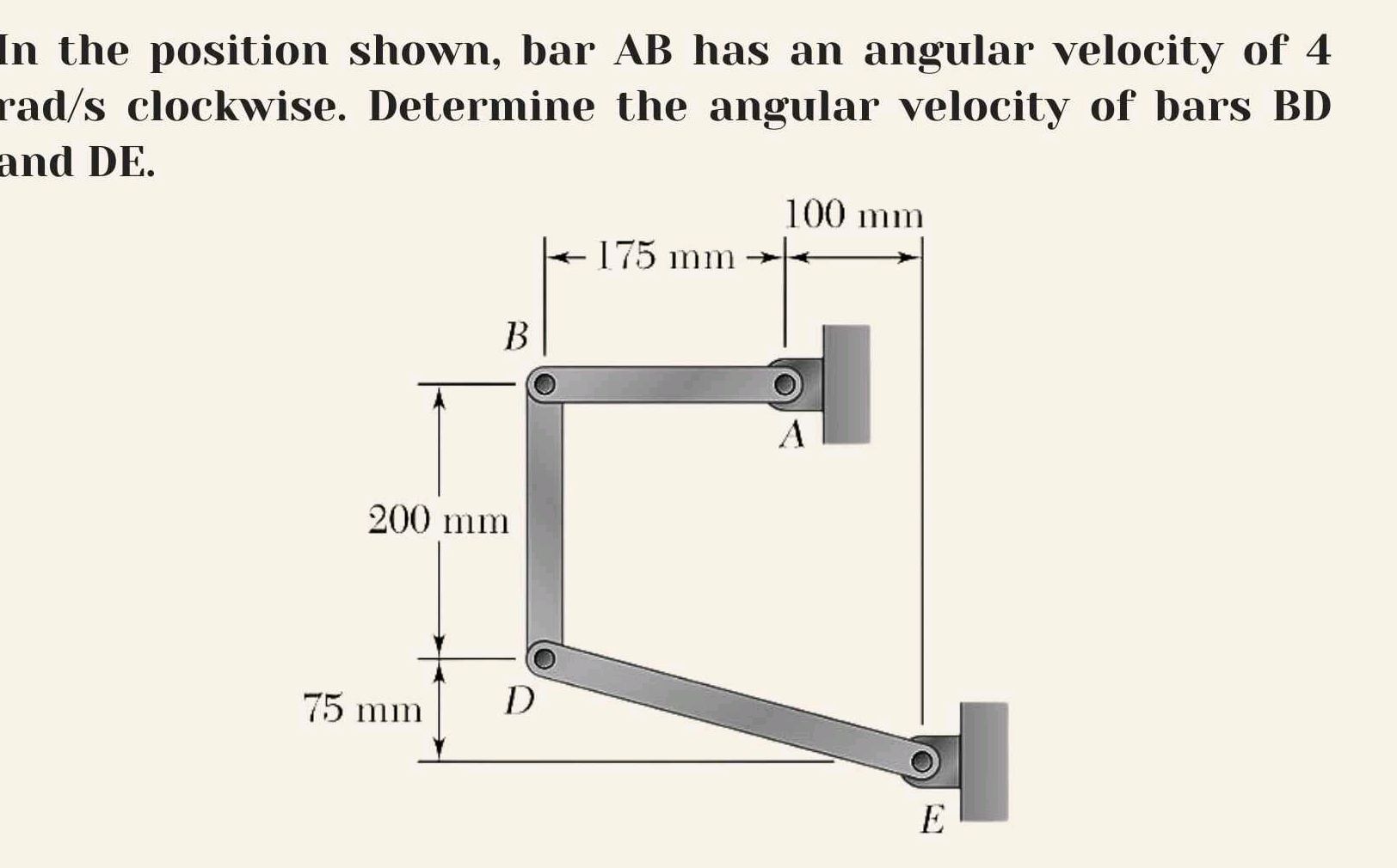 In the position shown, bar AB has an angular | StudyX