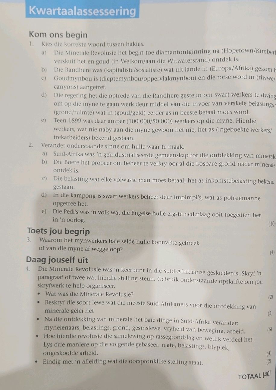 1. Kies die korrekte woord tussen hakies. | StudyX